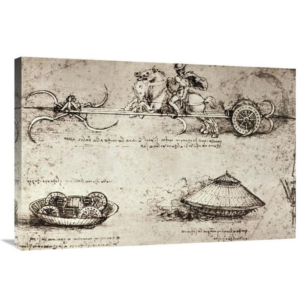 Global Gallery 36 in. Military Inventions Sketches Art Print - Leonardo ...