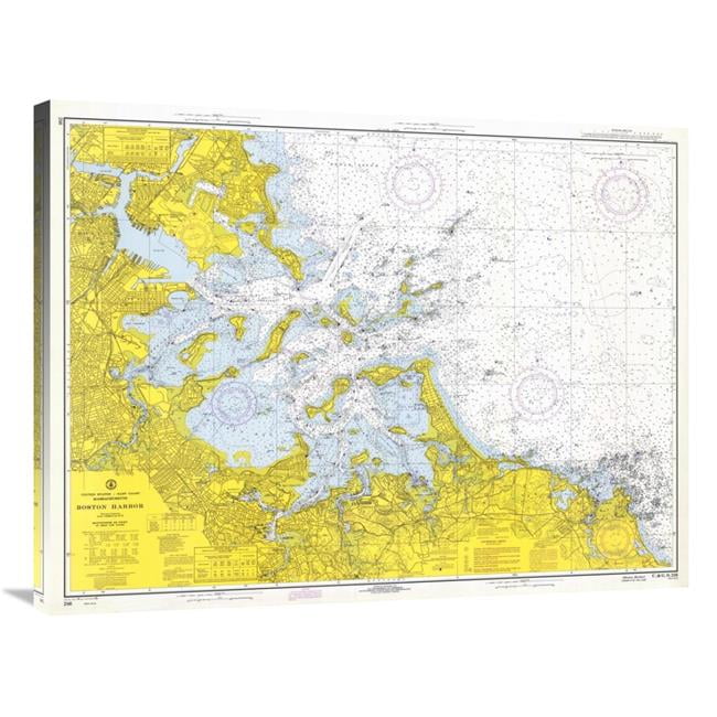 Global Gallery 36 in. Nautical Chart - Boston Harbor CA. 1970 Art Print ...