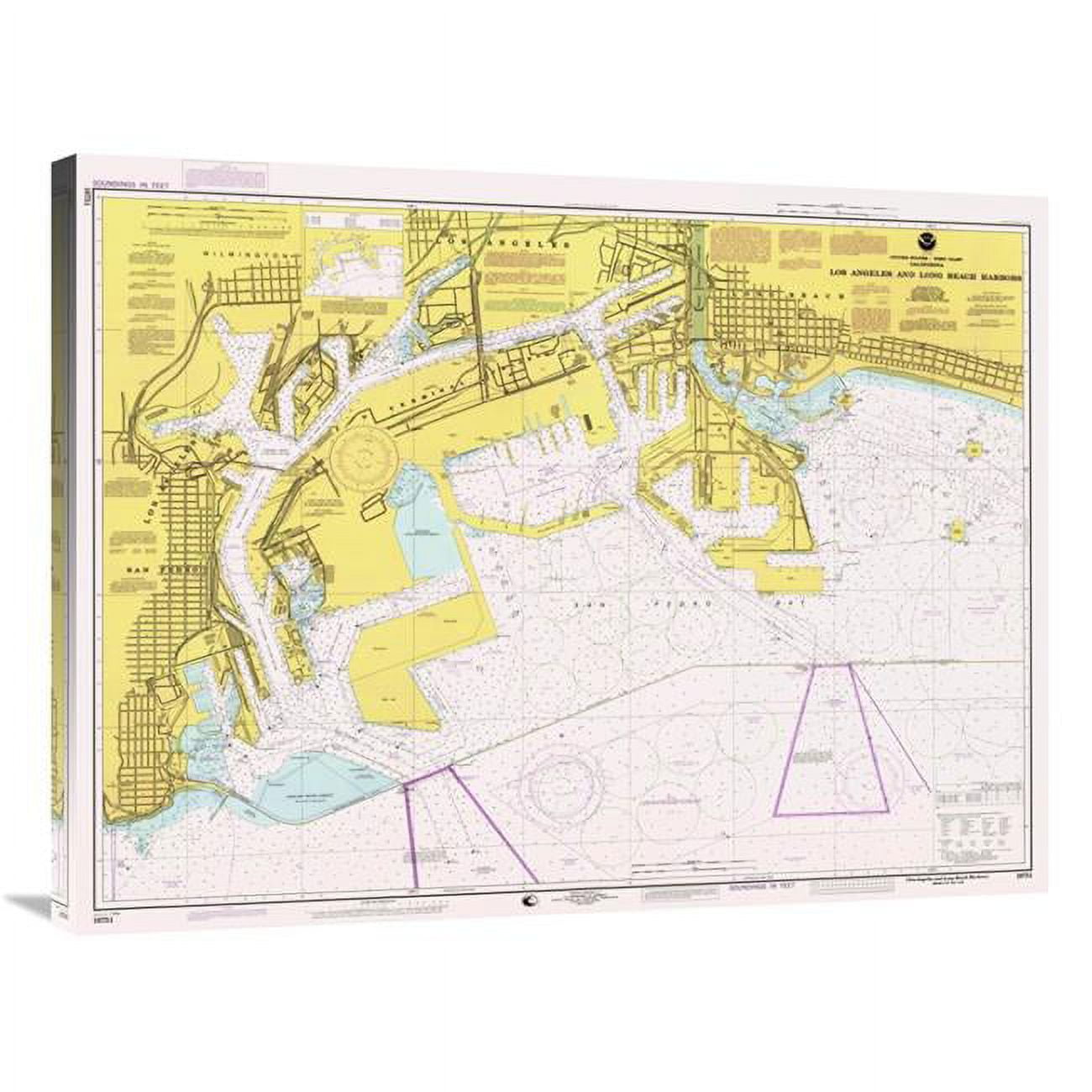 Global Gallery 36 in. Nautical Chart - Los Angeles & Long Beach Harbors ...