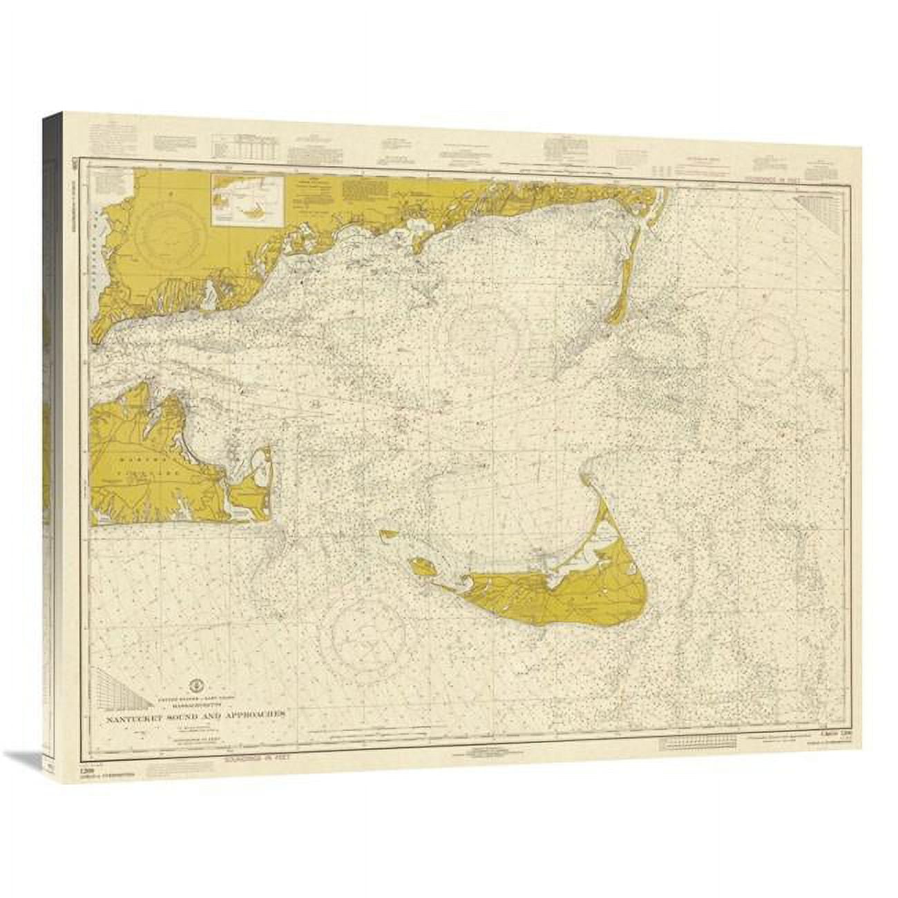 Global Gallery 36 in. Nautical Chart - Nantucket Sound & Approaches CA ...