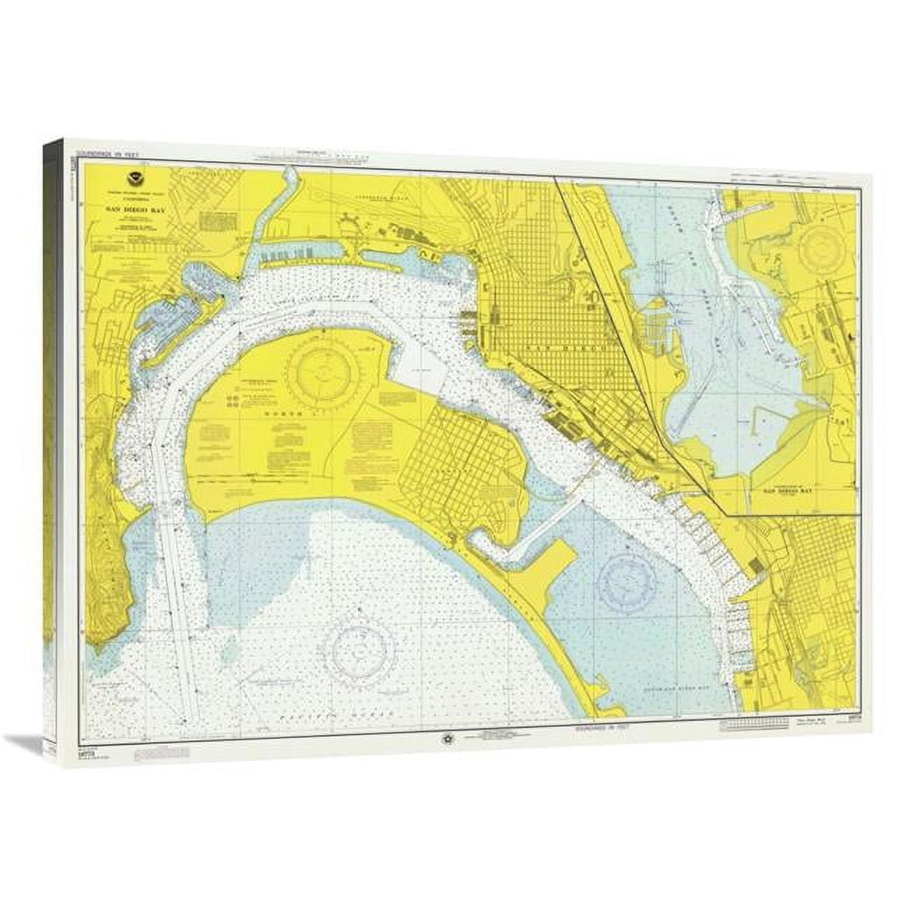 Global Gallery 36 in. Nautical Chart - San Diego Bay CA. 1974 Art Print ...