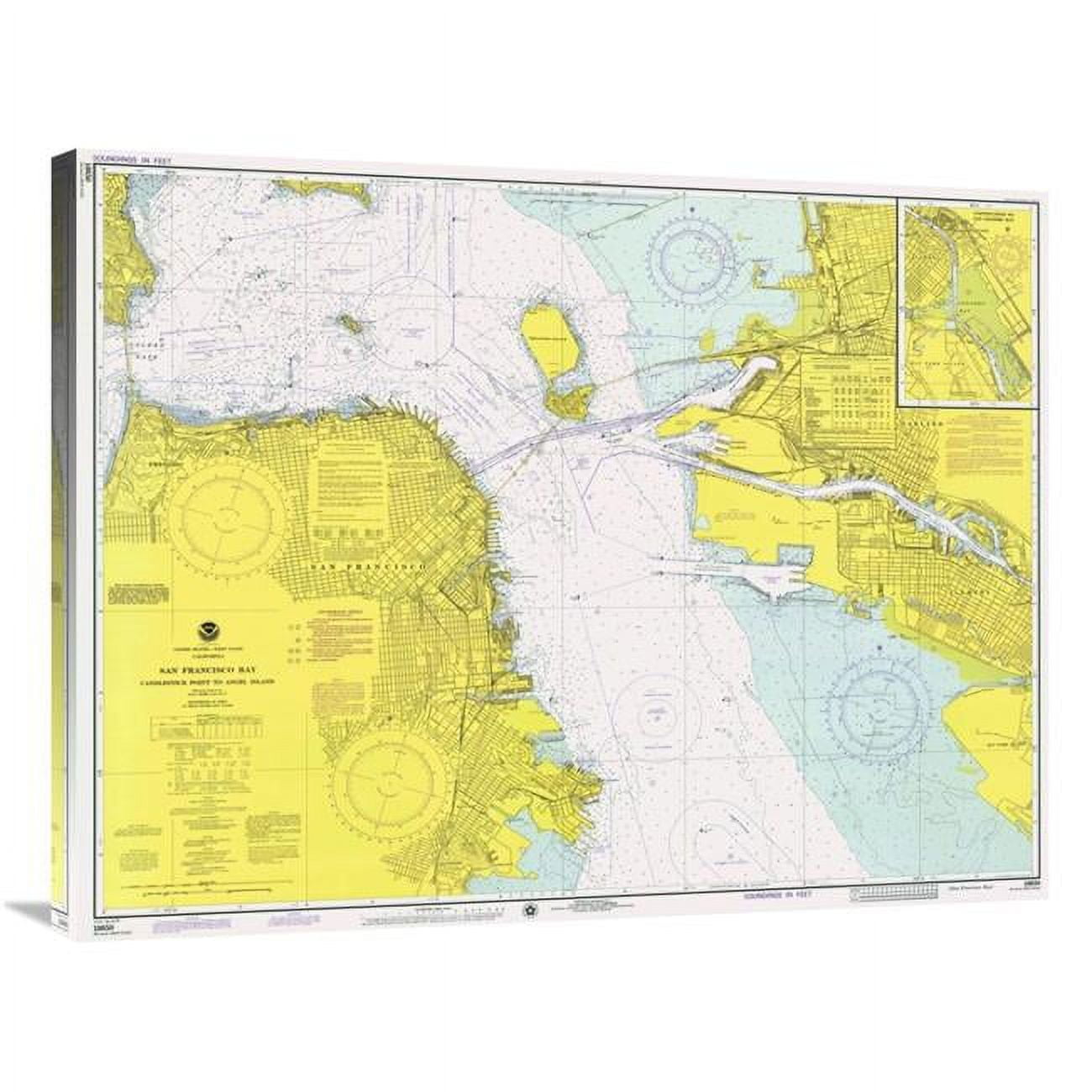 Global Gallery 36 in. Nautical Chart - San Francisco Bay CA. 1975 Art ...