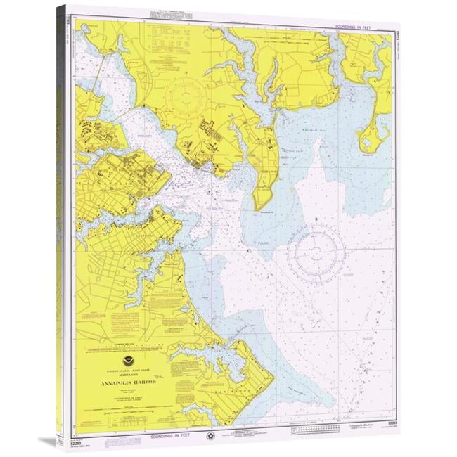 Global Gallery 40 in. Nautical Chart - Annapolis Harbor CA. 1975 Art ...