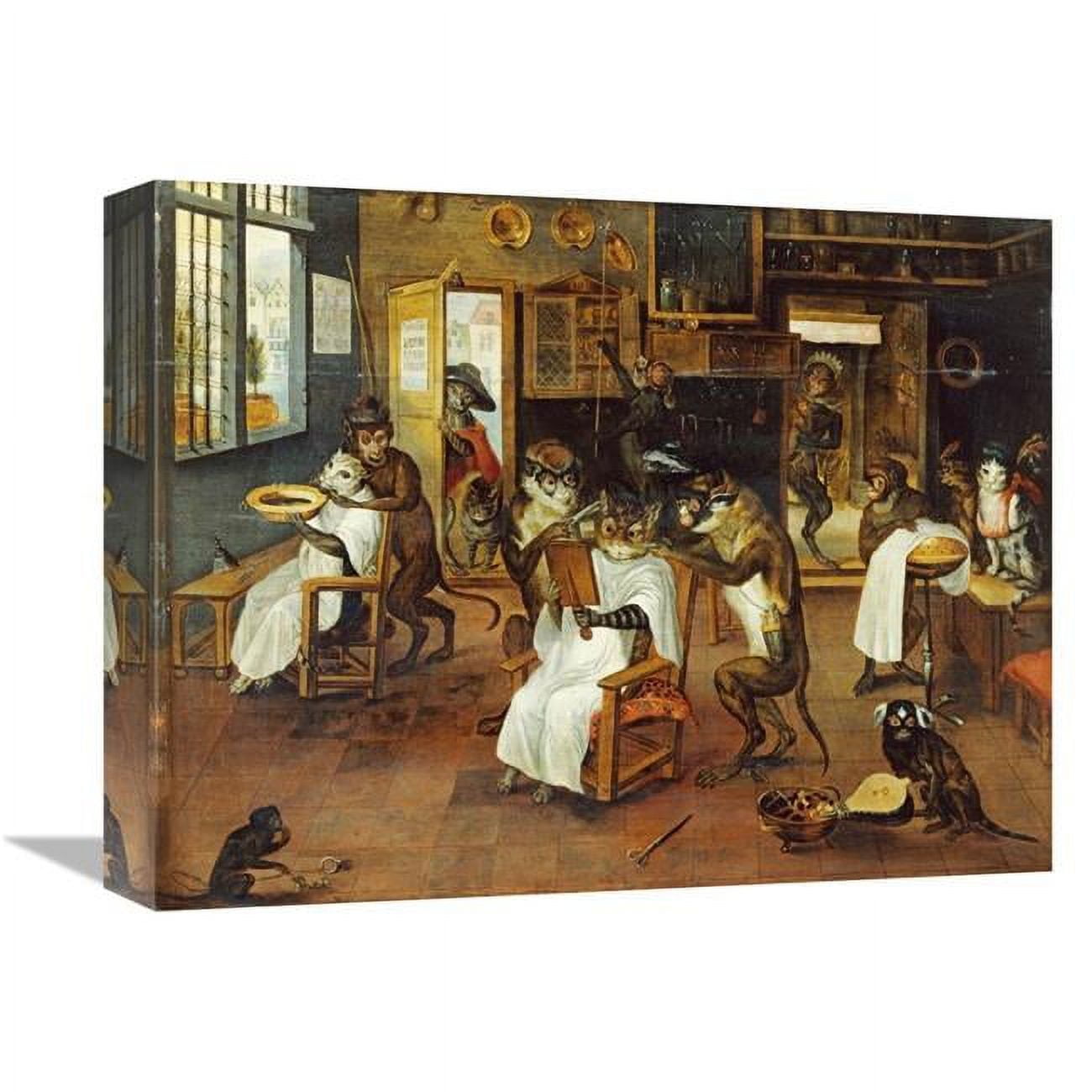 Global Gallery A Singerie - Monkey Barbers Serving Cats Art Print - Jan ...