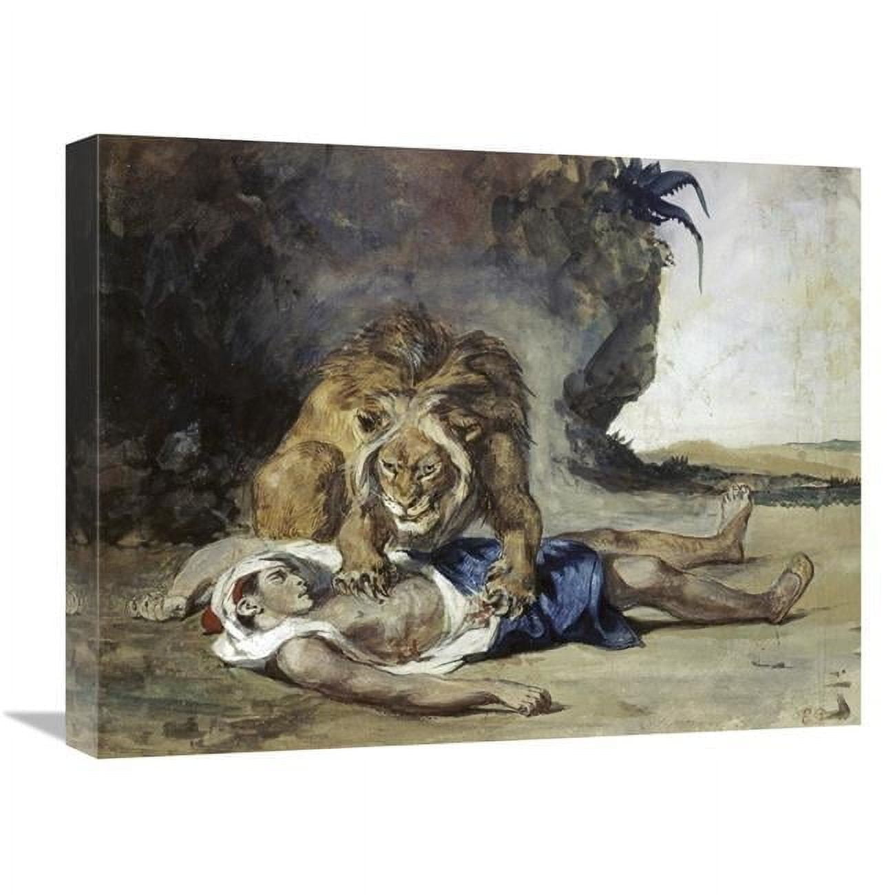 Global Gallery Lion Rending Apart a Corpse Art Print - Walmart.com