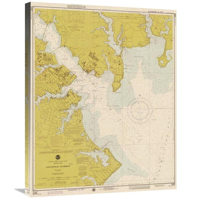 Global Gallery Nautical Chart - Annapolis Harbor CA. 1975 - Sepia ...