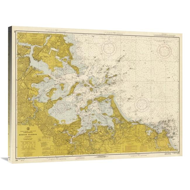 Global Gallery Nautical Chart - Boston Harbor CA. 1970 - Sepia Tinted ...