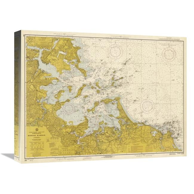 Global Gallery Nautical Chart - Boston Harbor CA. 1970 - Sepia Tinted ...