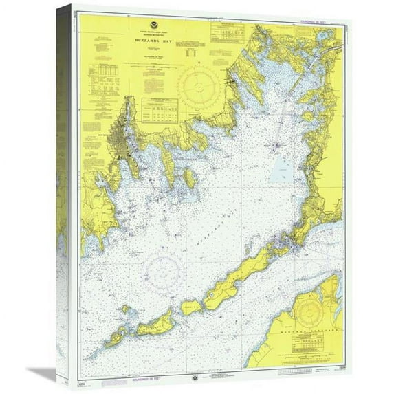 Global Gallery Nautical Chart - Buzzards Bay CA. 1974 Art Print - NOAA ...