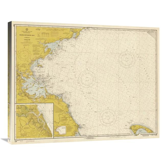 Global Gallery Nautical Chart - Massachusetts Bay CA. 1970 - Sepia ...