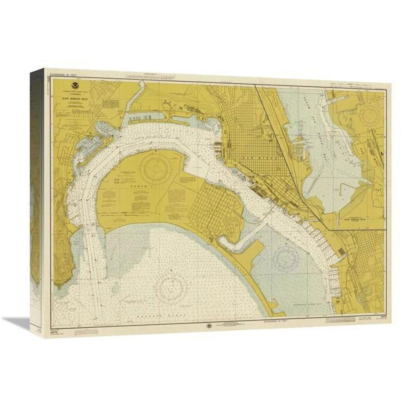 Global Gallery Nautical Chart - San Diego Bay CA. 1974 - Sepia Tinted ...