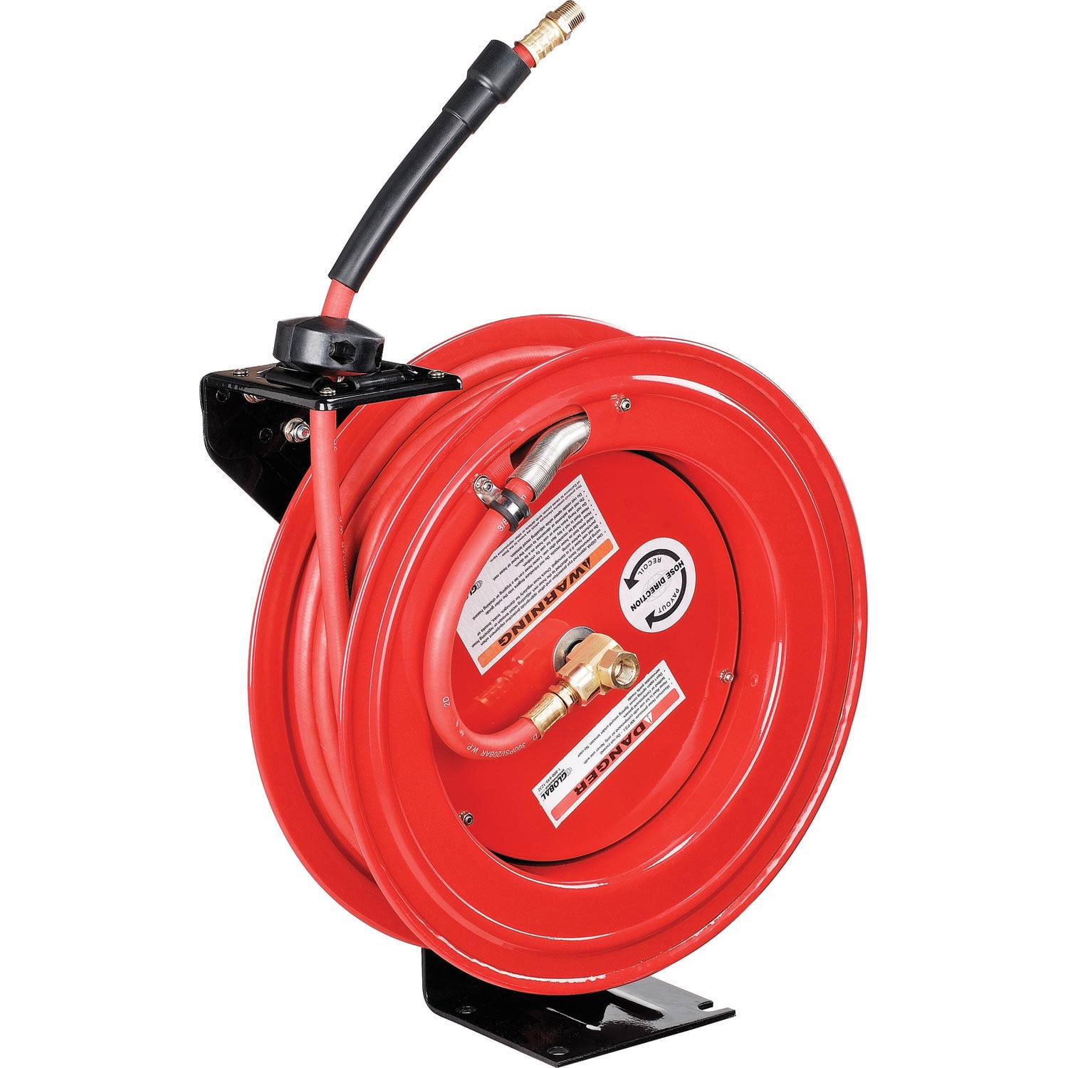 Global Industrial Spring Retractable Steel Hose Reel w/ 3/8"" x 50'L ...