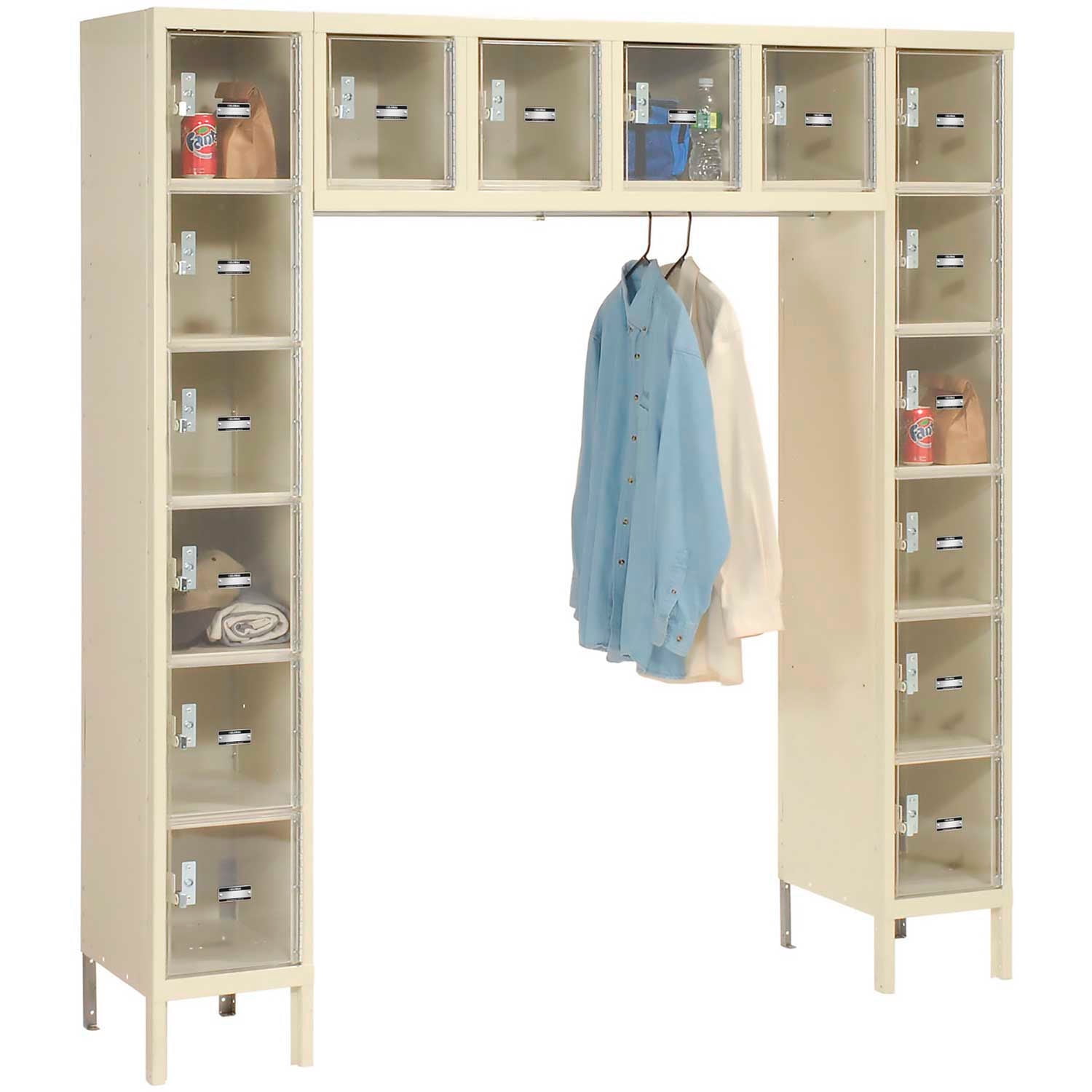 Global Industrial 16 Person Clear View Locker, 12"W x 18"D x 12"H, Tan ...