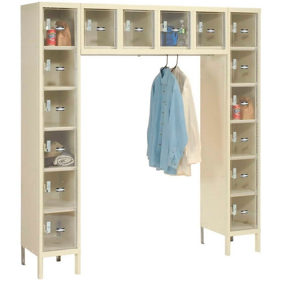 Global Industrial 16 Person Clear View Locker, 12"W x 18"D x 12"H, Tan ...