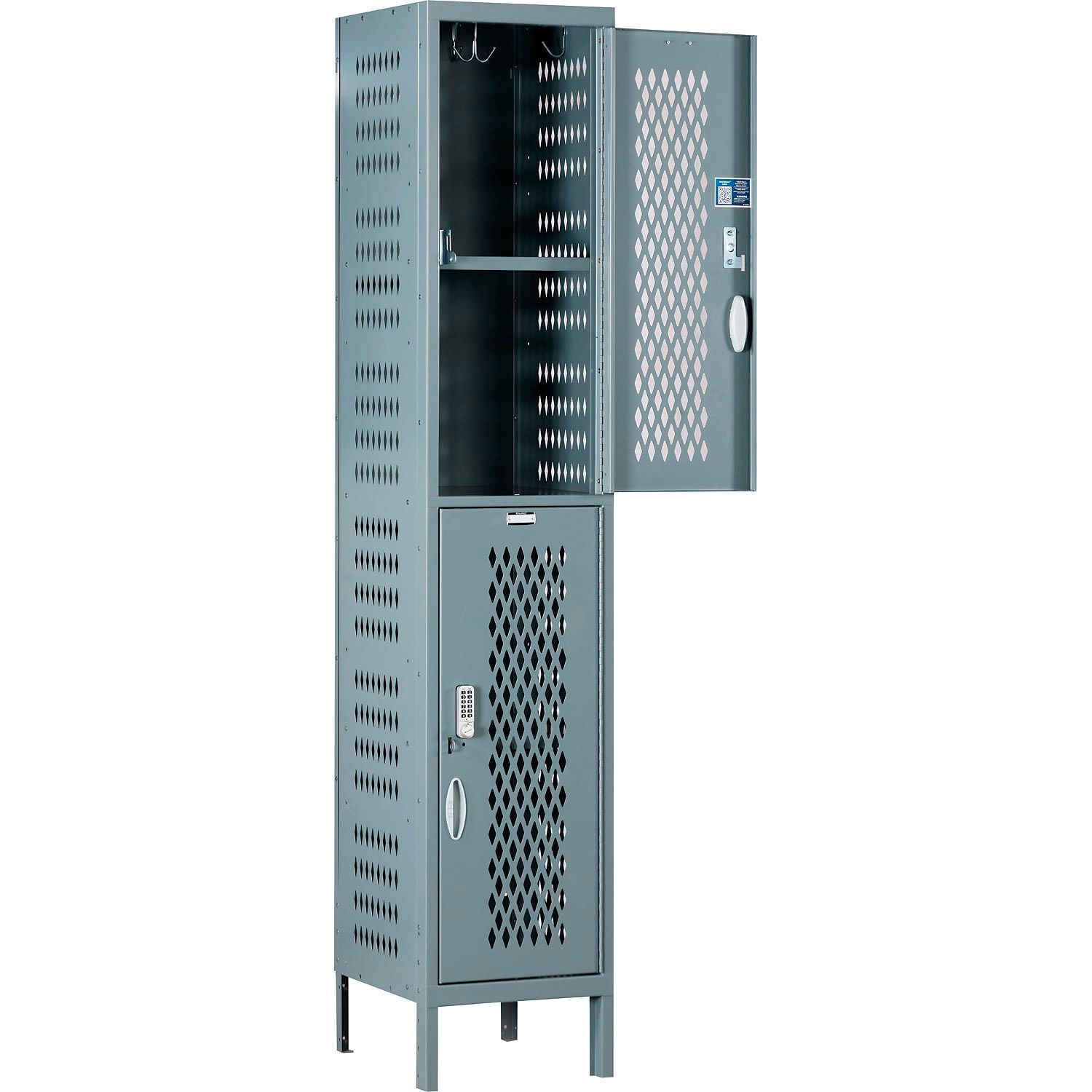 Global Industrial 2-Tier 2 Door Ventilated Locker,15"W x 18"D x 78"H ...