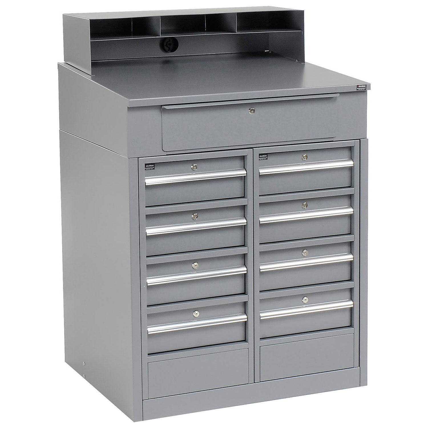 Global Industrial 237405 34.5 x 30 x 51.5 in. Shop Desk with 9 Drawers ...