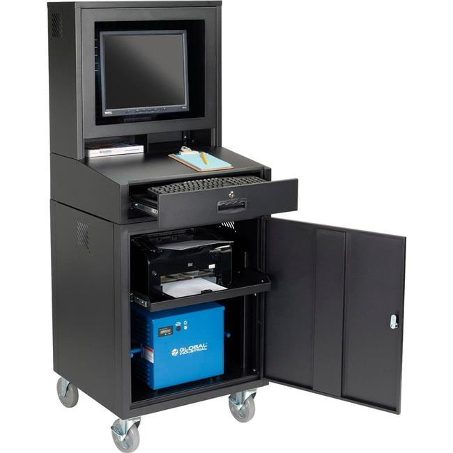 Global Industrial 239115PBK40 Mobile Powered LCD Computer Cabinet ...