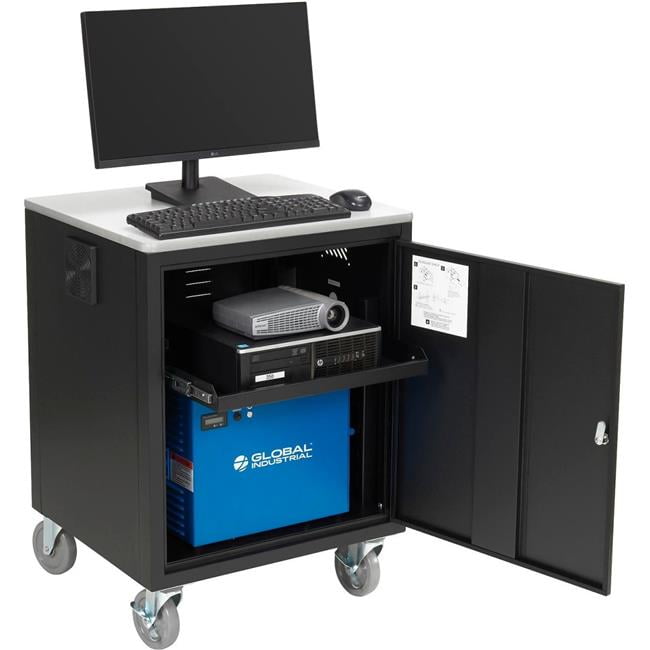 Global Industrial 241659PBK Mobile Powered Audio Visual Cart with ...