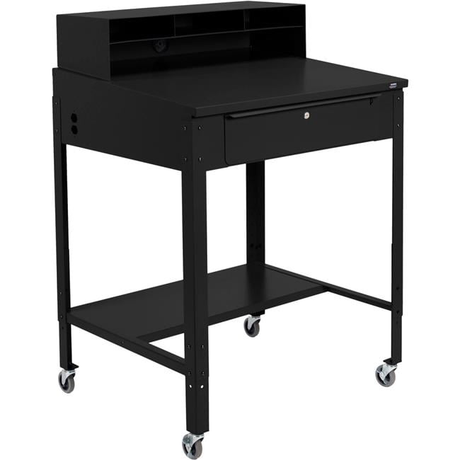 Global Industrial 254635CBK Sloped Mobile Shop Desk with Pigeonhole ...