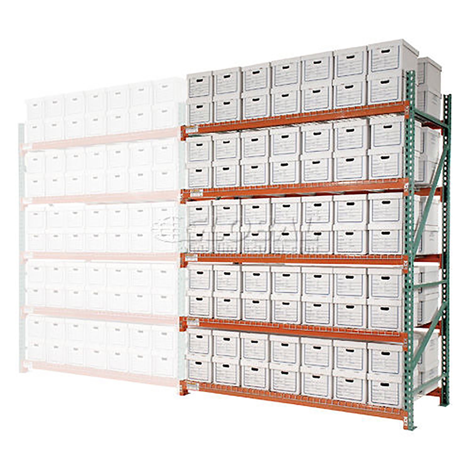 Global Industrial Record Storage Rack Add-On Letter Legal 96"W x 42"D x ...