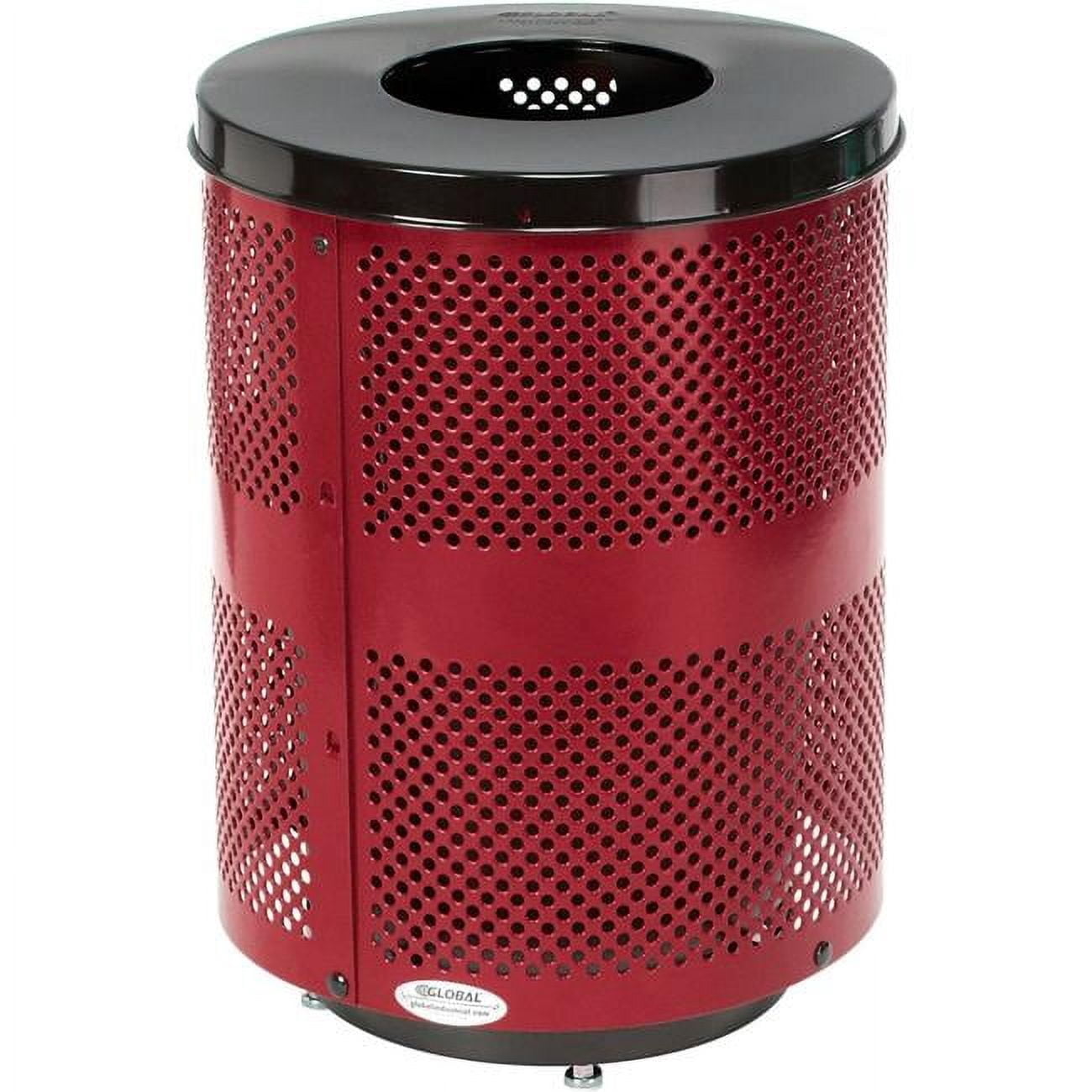 Global Industrial 261925RDD Outdoor Perforated Steel Trash Can with ...