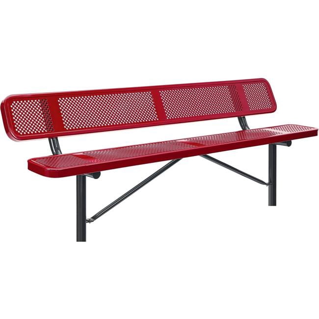 Global Industrial 262077IRD 8 ft. Outdoor Steel Bench with Backrest ...