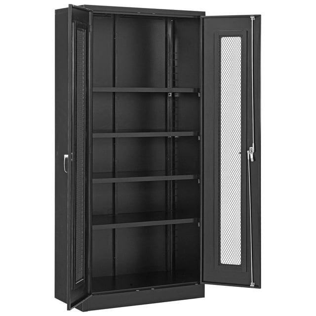 Assembled Storage Cabinet With Expanded Metal Door, 36x18x78, Black ...