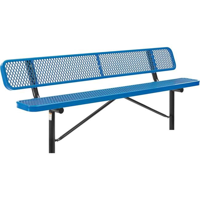 Global Industrial 277155IBL 8 ft. Outdoor Steel Bench with Backrest ...