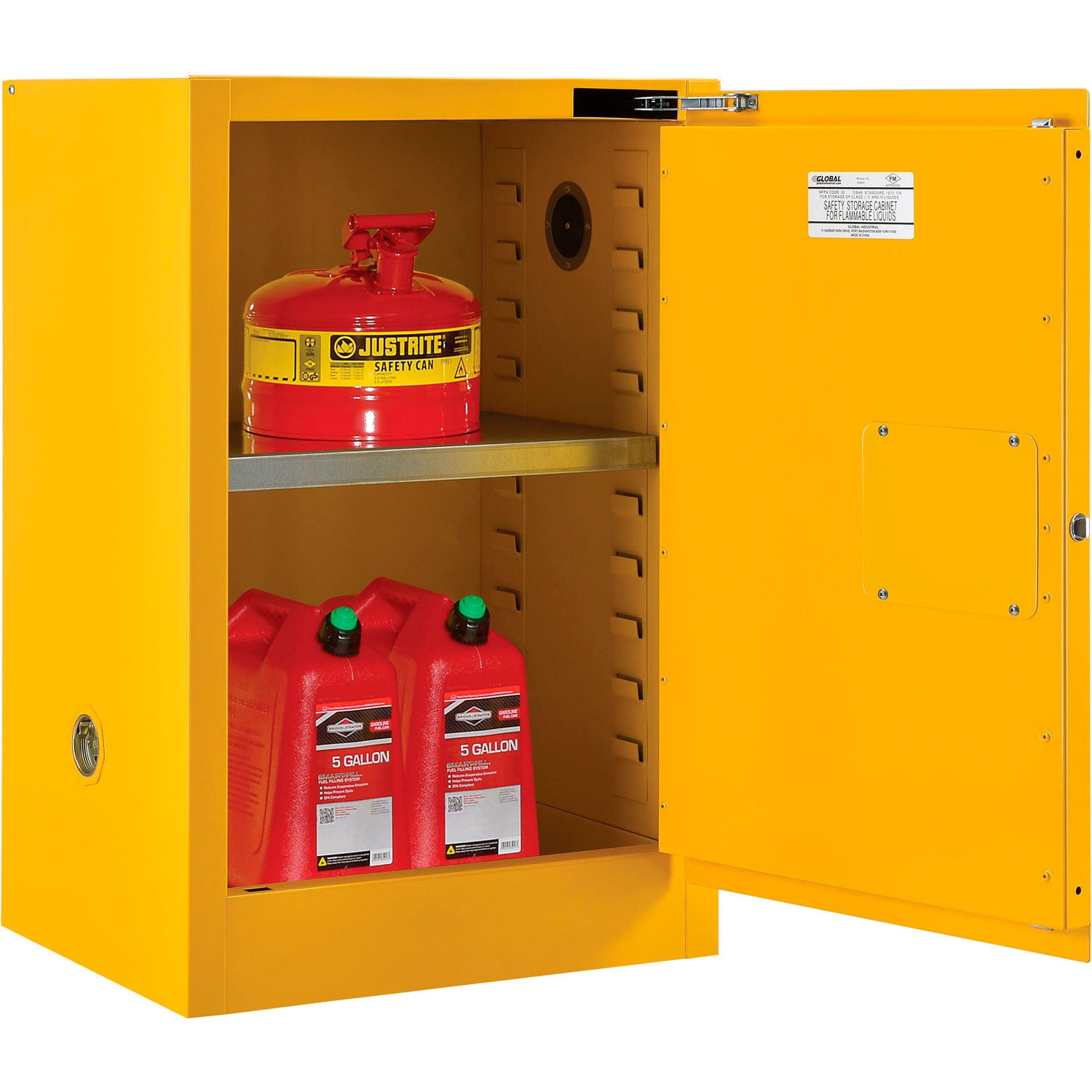 "Global Industrial Single-Door Self-Closing Flammable Cabinet, 12 ...