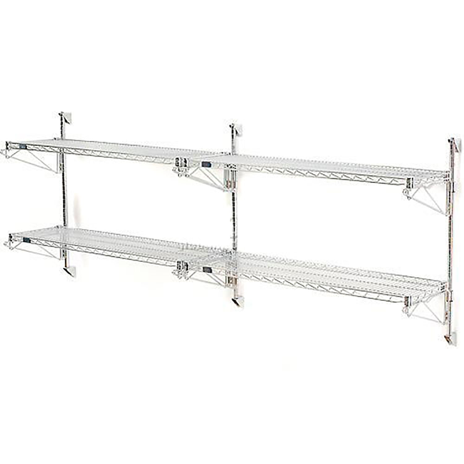 Nexel Poly-Green Wall Mount Wire Shelving, 60"W x 14"D x 34"H 2-Shelf ...