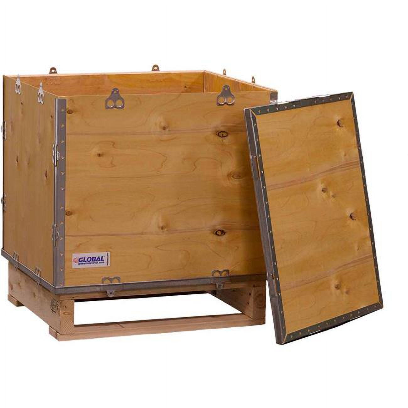 Global Industrial 4-Panel Hinged Crate with Lid & Pallet - 24 x 20 x 25 ...