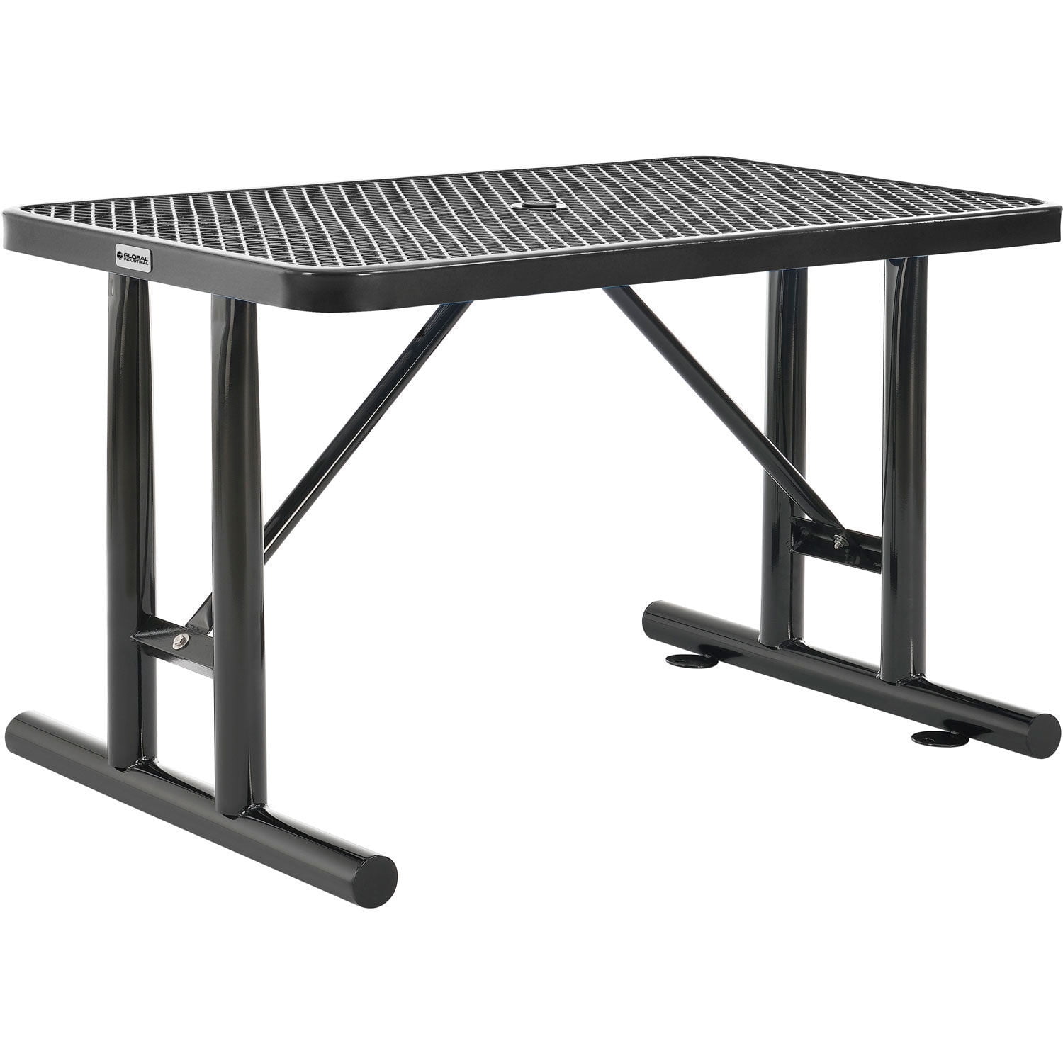 Global Industrial 277550BK 4 ft. Rectangular Steel Outdoor Table with ...