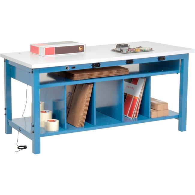 Global Industrial 412473B Packing Workbench with Lower Shelf & Power ...