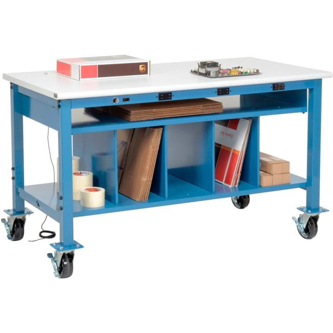 Global Industrial 412475AB Mobile Packing Workbench with Lower Shelf ...