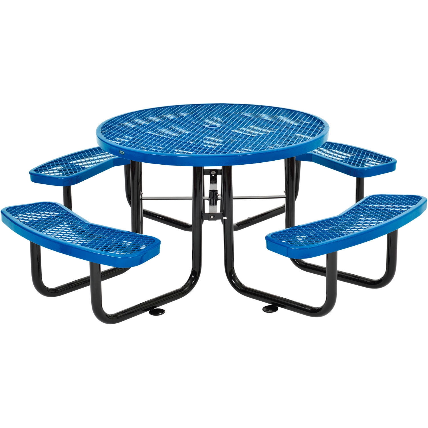 Global Industrial 46" Expanded Metal Round Picnic Table, Blue - Walmart.com