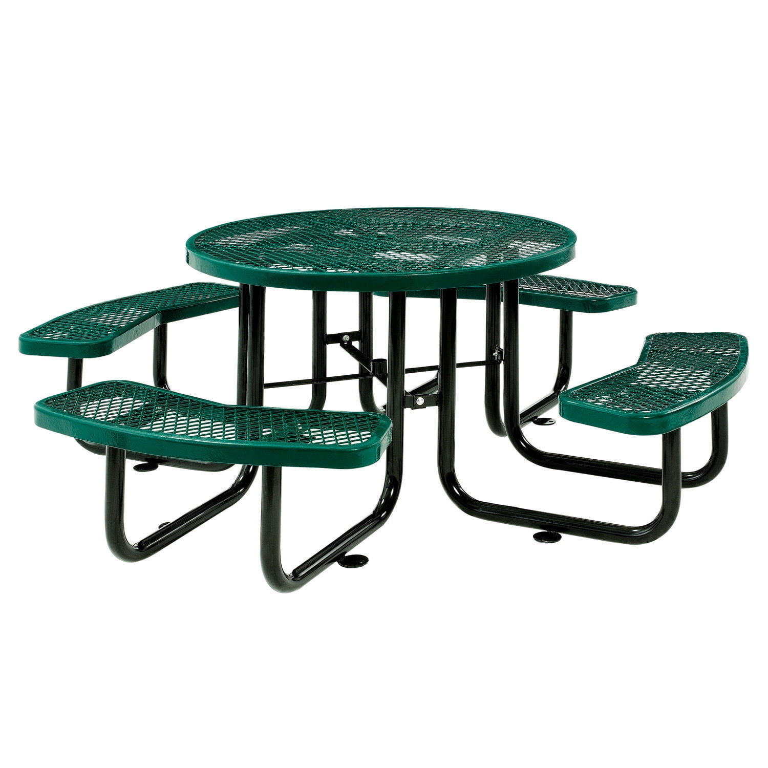 Global Industrial 46" Expanded Metal Round Picnic Table, Green ...