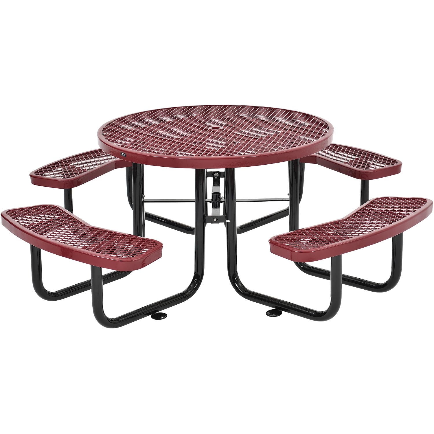 Global Industrial 46" Round Expanded Metal Picnic Table, Red - Walmart.com