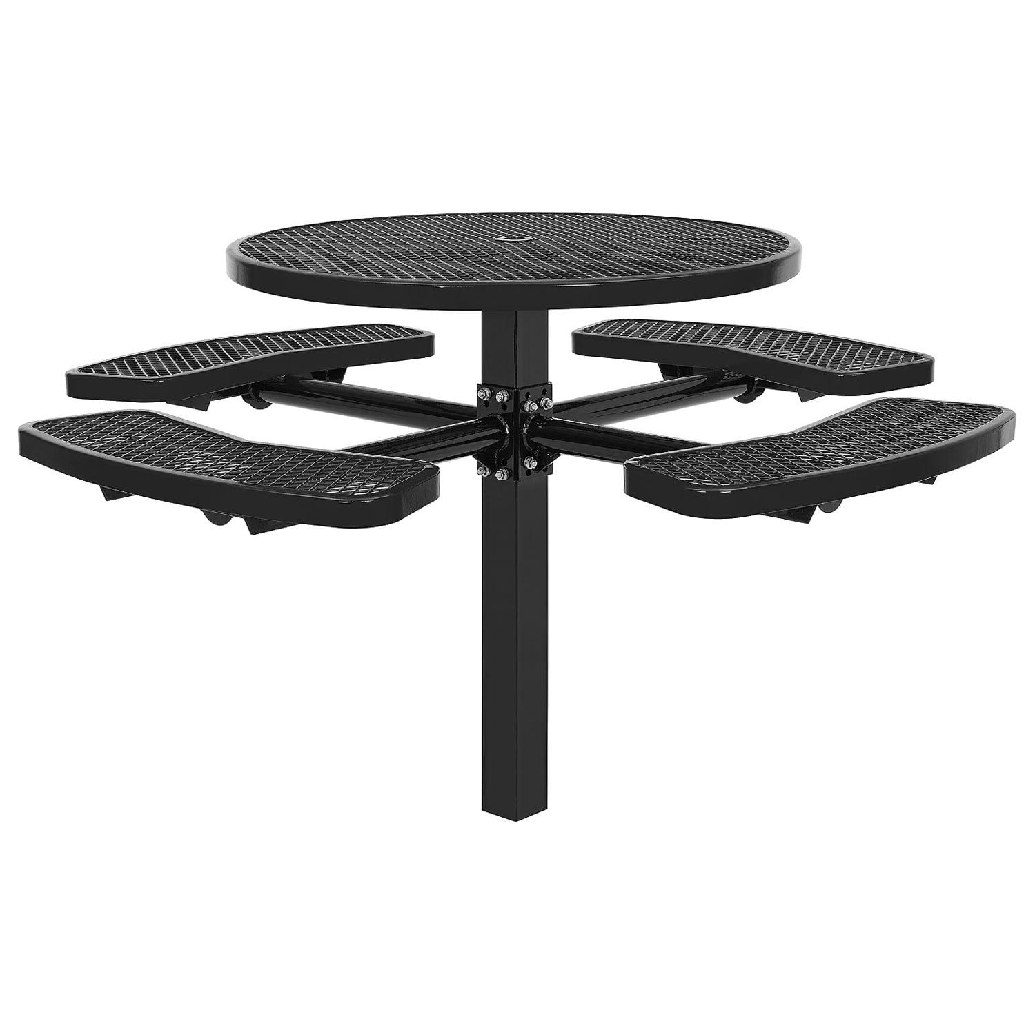 Global Industrial 46" Round Picnic Table, In-Ground Mount, Black ...