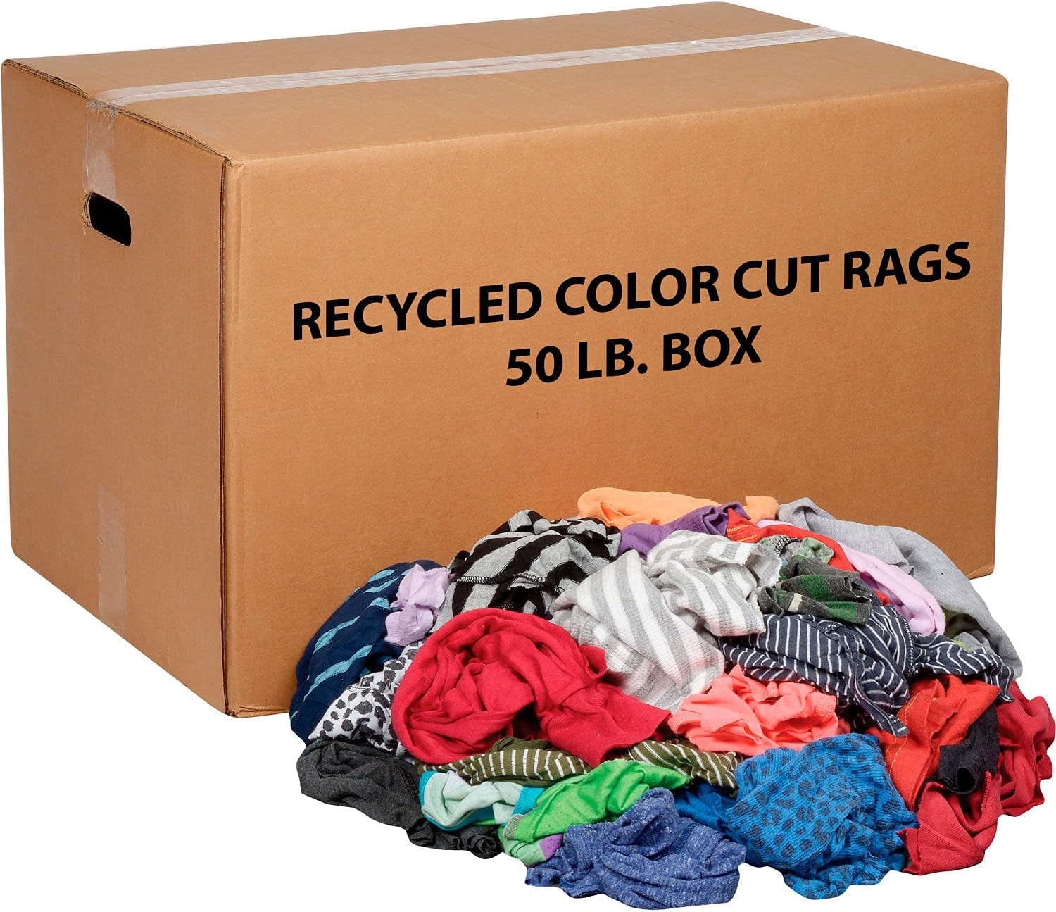 Global Industrial 50 Lb. Box Recycled Cut Rags, Mixed Colors, For ...