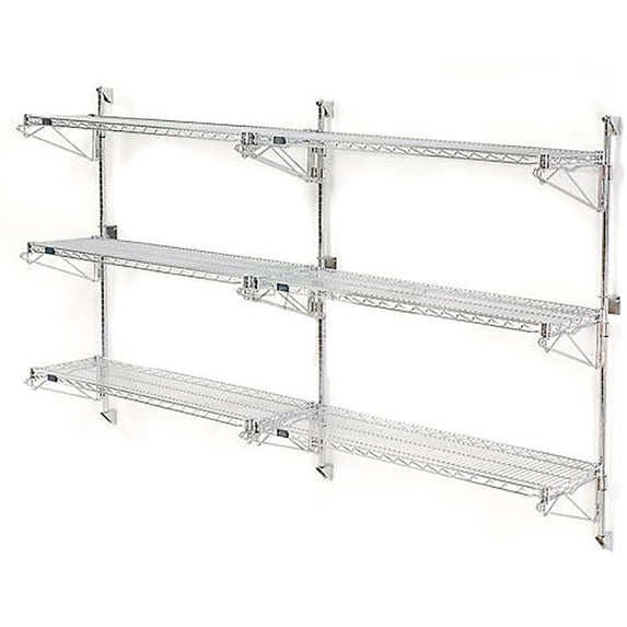 Nexel Poly-Green Wall Mount Wire Shelving, 24"W x 18"D x 54"H 3-Shelf ...