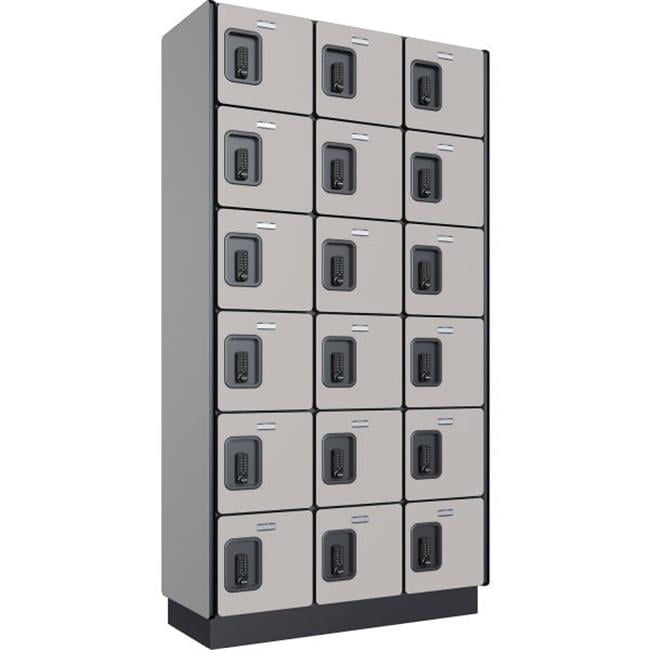 Global Industrial 413339 6-Tier 18 Door Digital Wood Locker, Gray - 36 ...