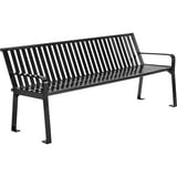 Global Industrial Outdoor Park Bench, 6 ft., Vertical Steel Slat, Black ...