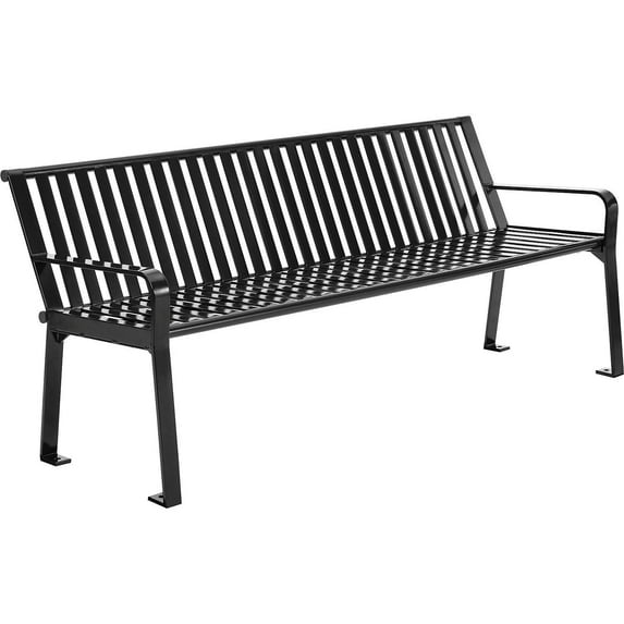 Global Industrial Outdoor Park Bench, 6 ft., Vertical Steel Slat, Black ...
