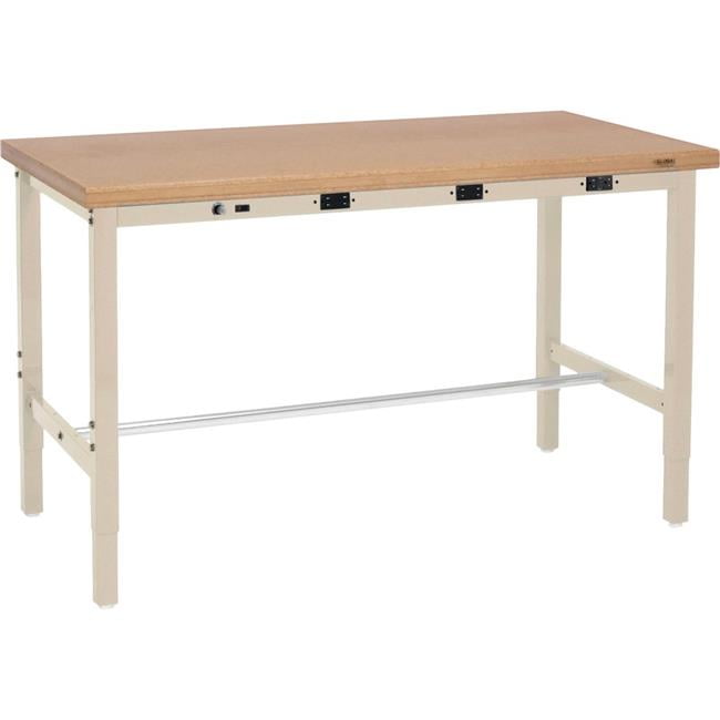 Global Industrial 60 x 30 in. Adjustable Height Workbench - Power Apron ...