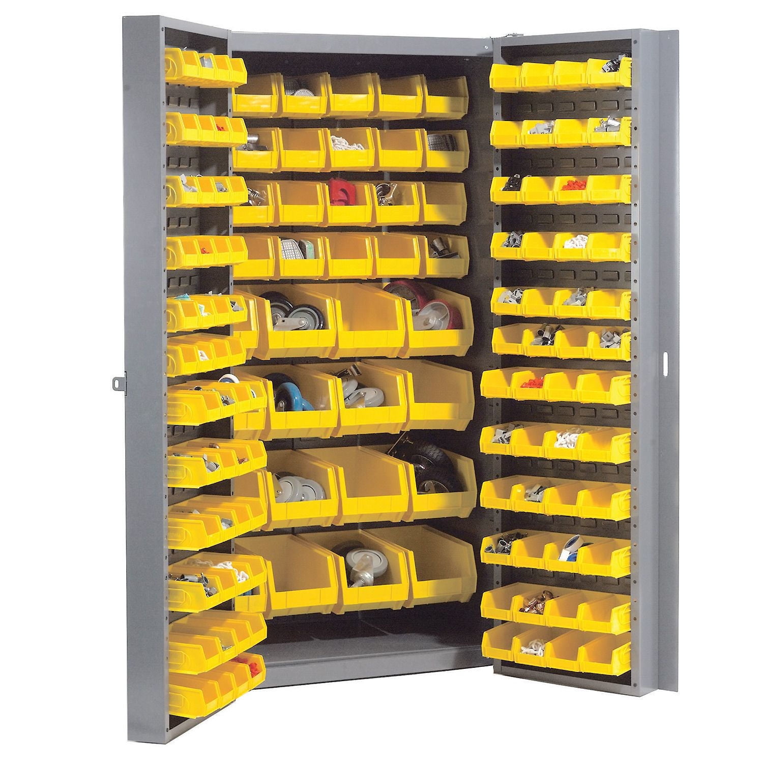 Global Industrial 603401YL 38 x 24 x 72 in. Deep Door Bin Cabinet with ...