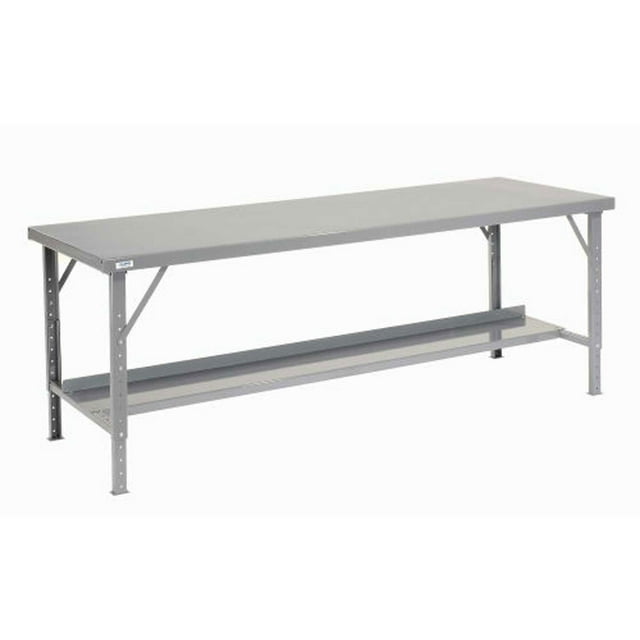 Heavy-Duty Extra Long Assembly Workbench Steel Top, 96"W x 48"D, Gray ...