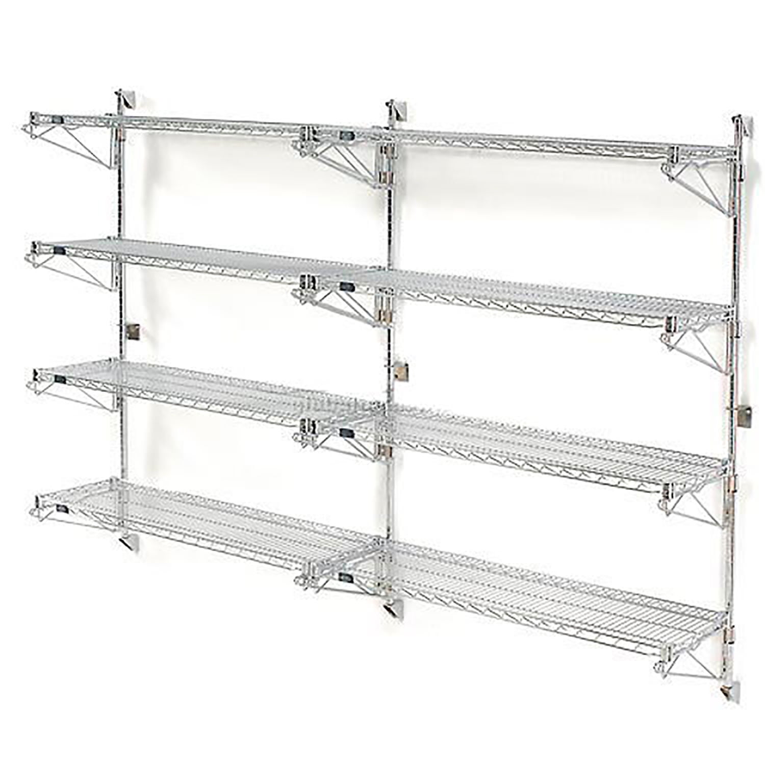 Nexel Poly-Green Wall Mount Wire Shelving, 24"W x 18"D x 63"H 4-Shelf ...