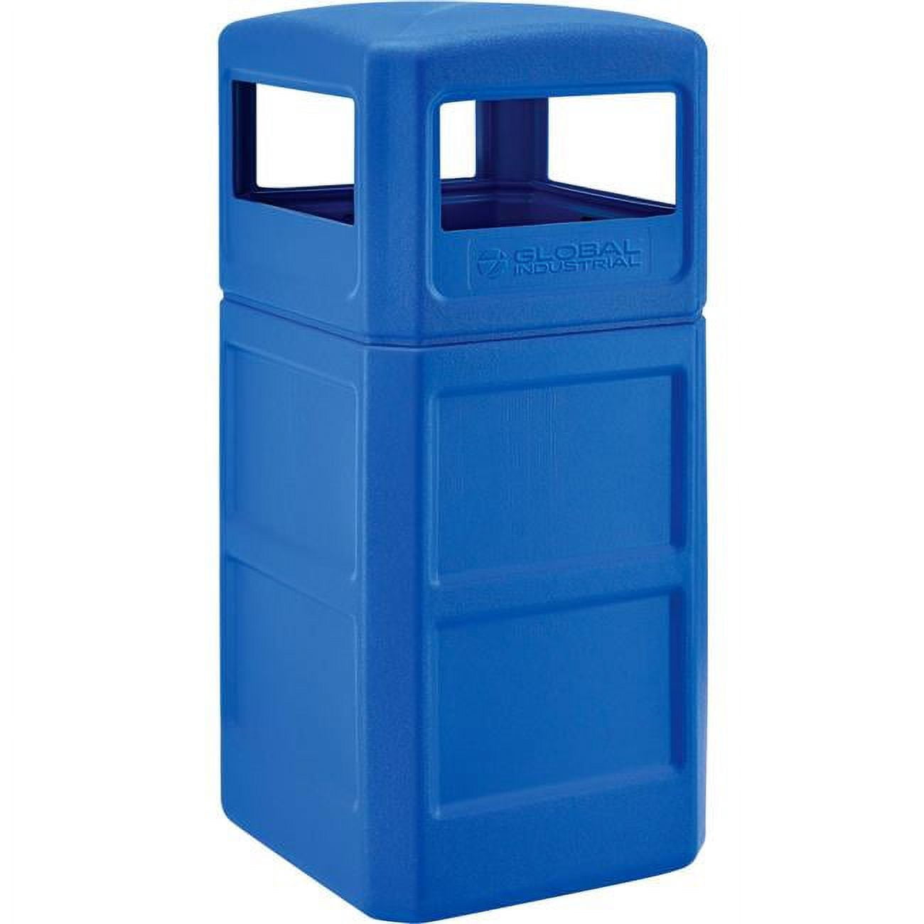 Global Industrial 641414BL 42 gal Square Plastic Waste Receptacle with ...