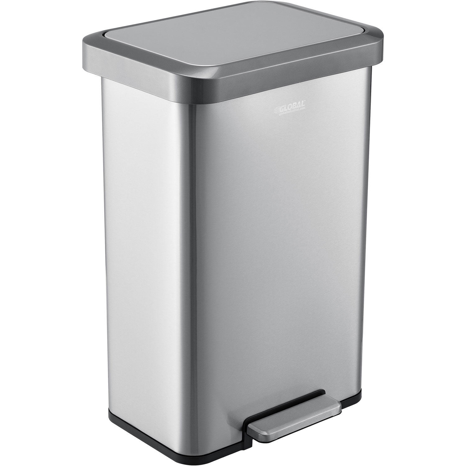 Global Industrial Stainless Steel Rectangular Step Trash Can - 12 ...