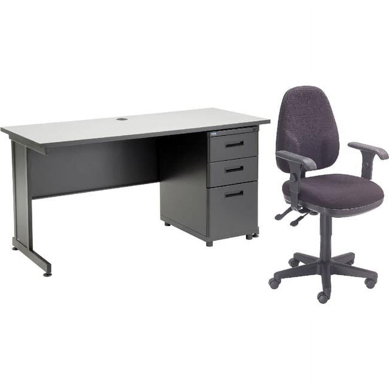 Global Industrial 670073GY-B1 Interion Office Desk & Fabric Chair ...